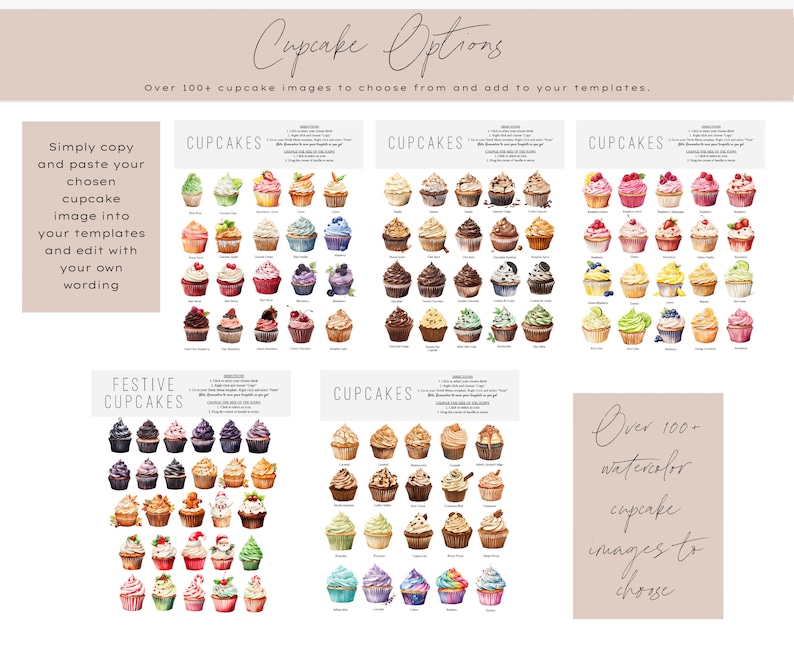 Cupcake Menu Sign, Editable Wedding Cupcake Sign Template, Wedding ...