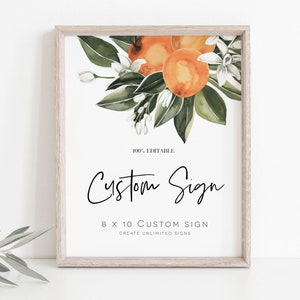 Citrus Custom Sign, (portrait and Landscape), Peaches Editable Sign ...