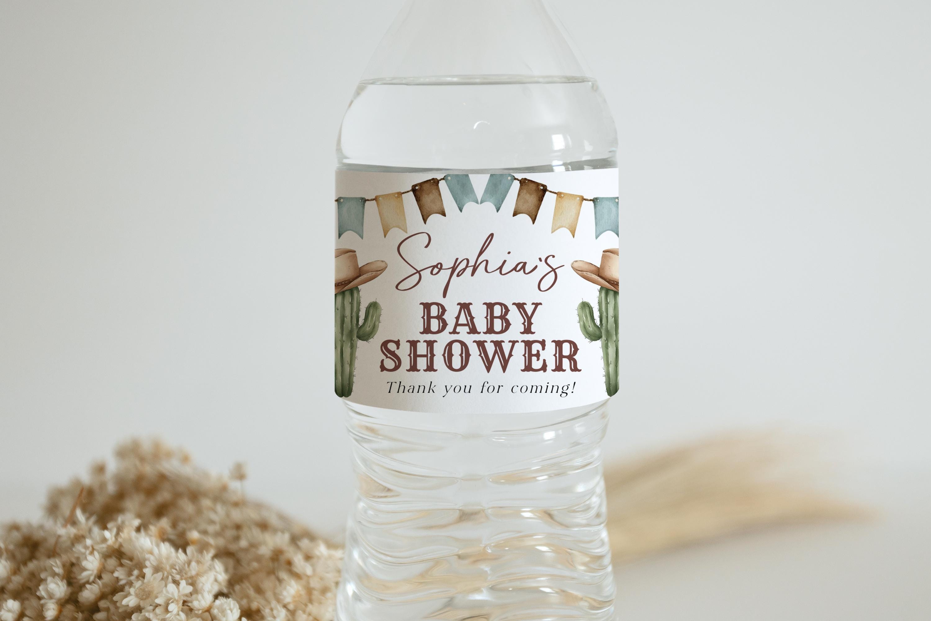 Cowboy Waterbottle Label, Printable Water Bottle Label, Editable Text ...