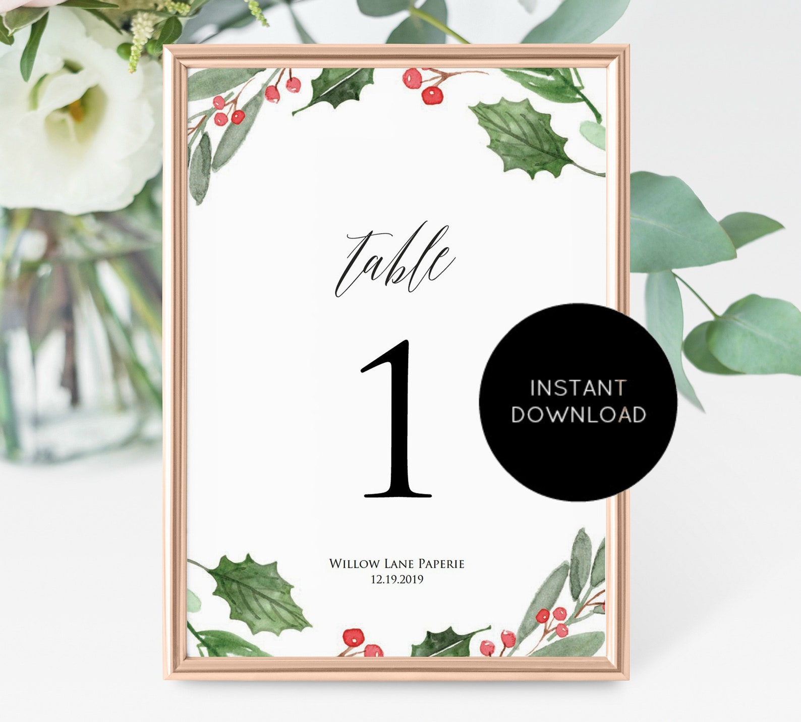 Christmas Table Numbers, Printable Table Numbers, Christmas Party Table ...