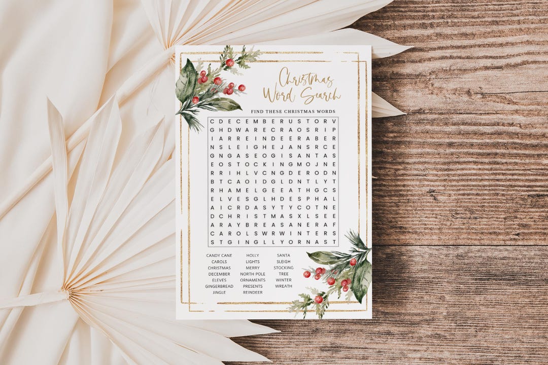Christmas Word Search Game, Fun Holiday Party Game, Christmas Puzzle ...