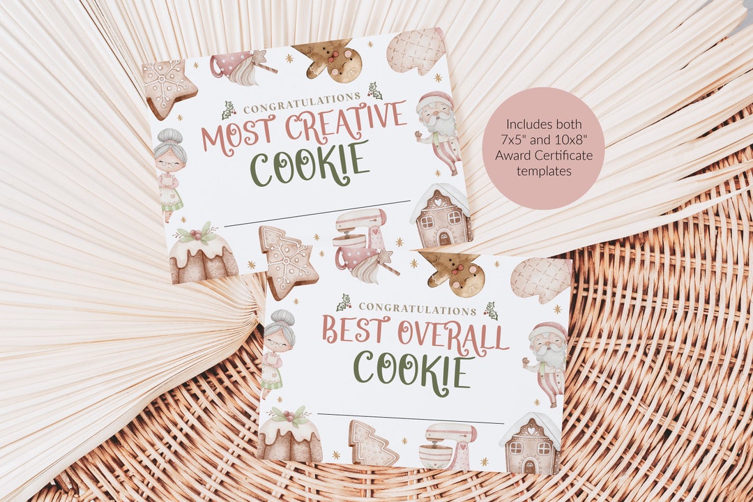 Christmas Cookie Awards Certificate Templates, Printable Cookie Swap ...