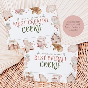 Christmas Cookie Awards Certificate Templates, Printable Cookie Swap ...