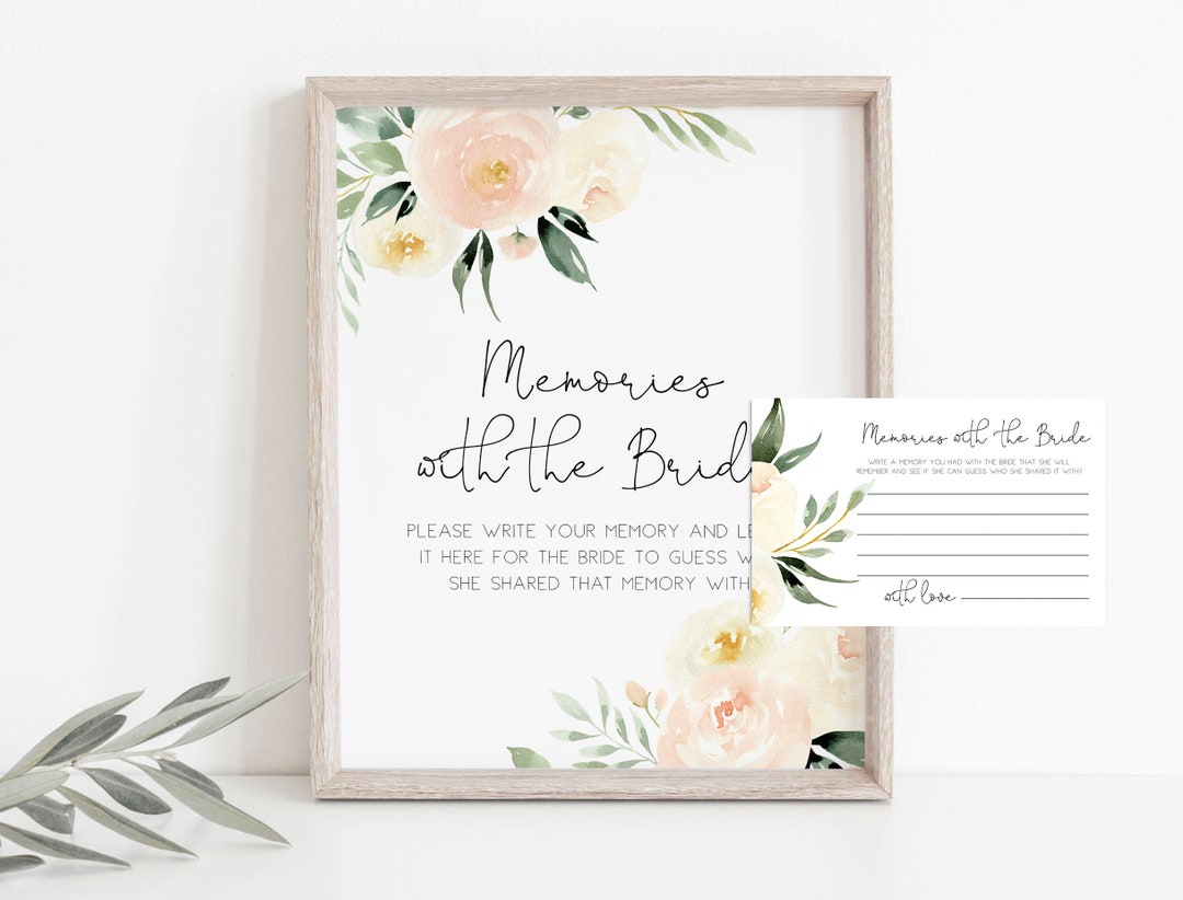 Memories With the Bride Game, Share a Memory Game, Blush Bridal Shower ...