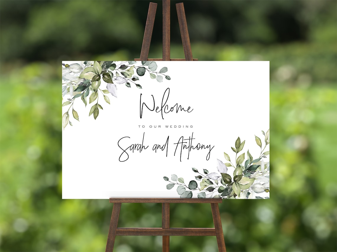 Greenery Wedding Welcome Sign Welcome Poster Printable - Etsy