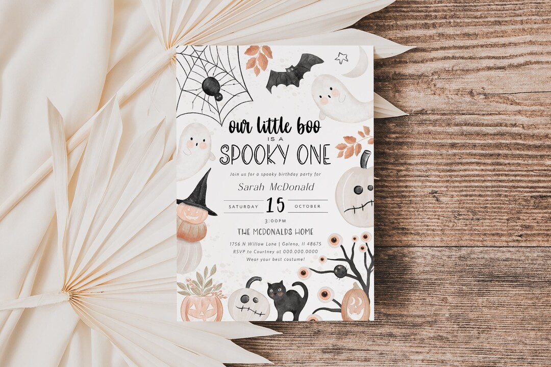 Halloween First Birthday Invitation, Little Boo is a Spooky One, First ...