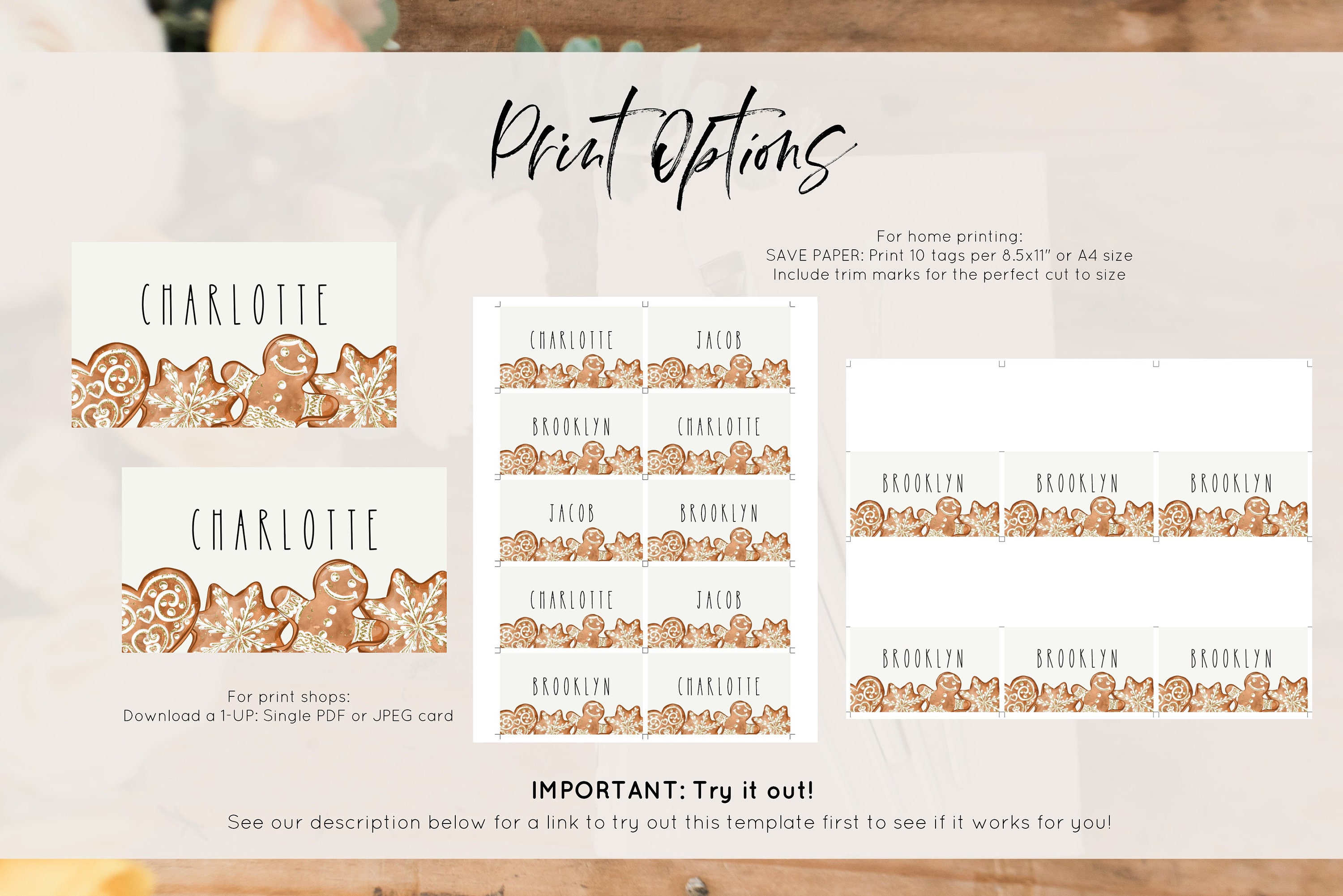 Christmas Cookie Place Card Template Holiday Party Seating - Etsy