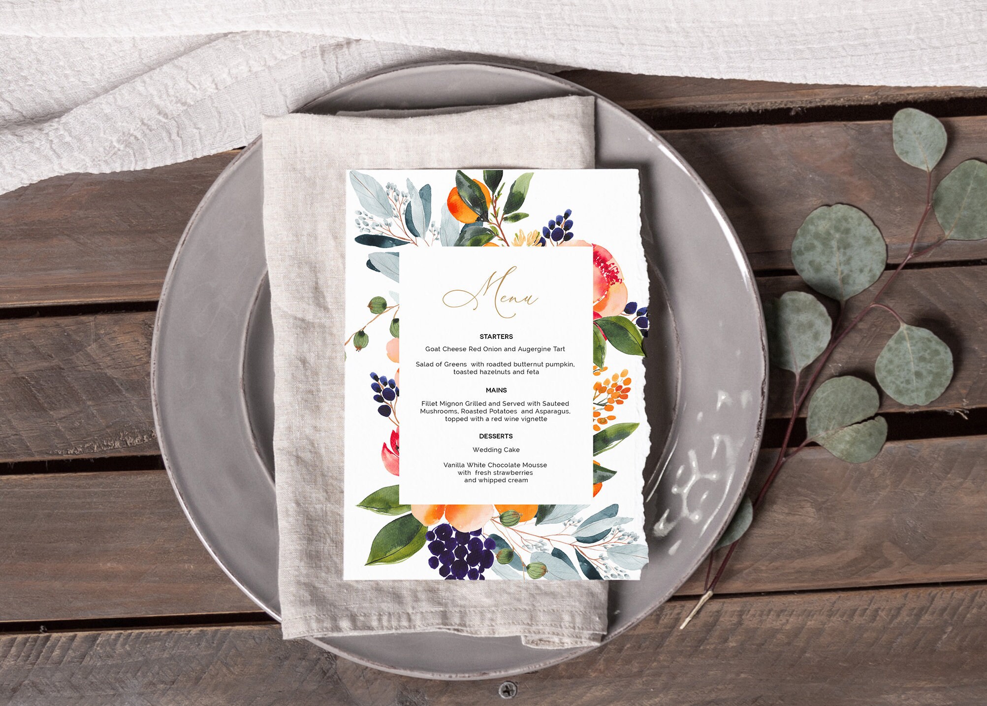 Navy Peach Menu Card Citrus Menu Printable Menu Sign - Etsy