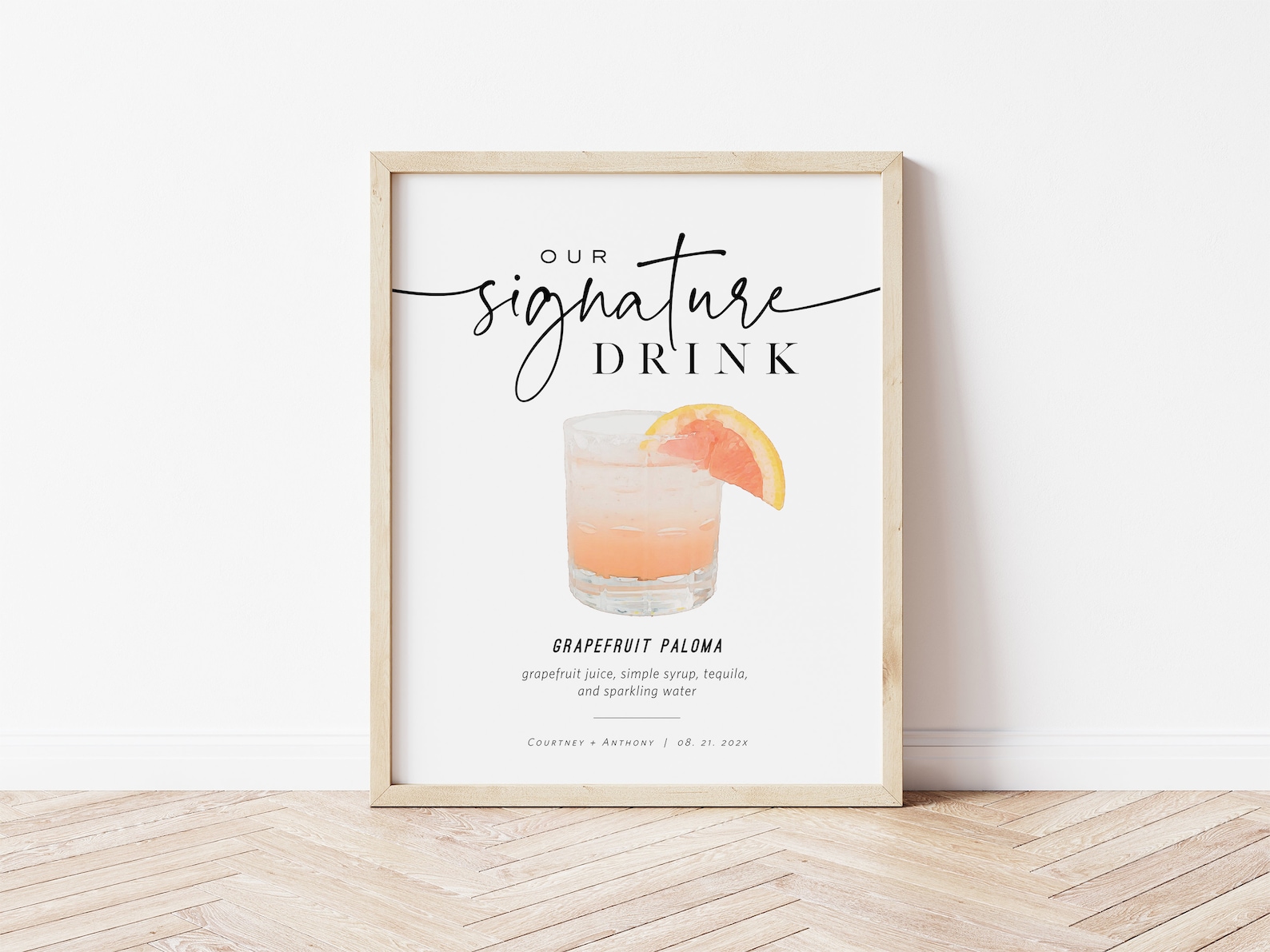 Signature Drink Sign Template, Editable Signature Drinks, Single ...