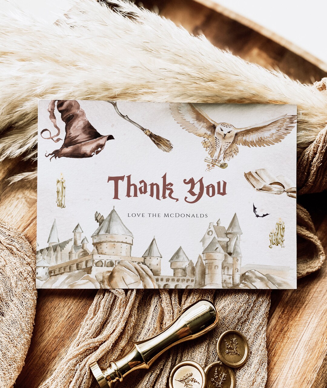 Wizard Thank You Card Template, Thank You Card Printable, Thank You ...