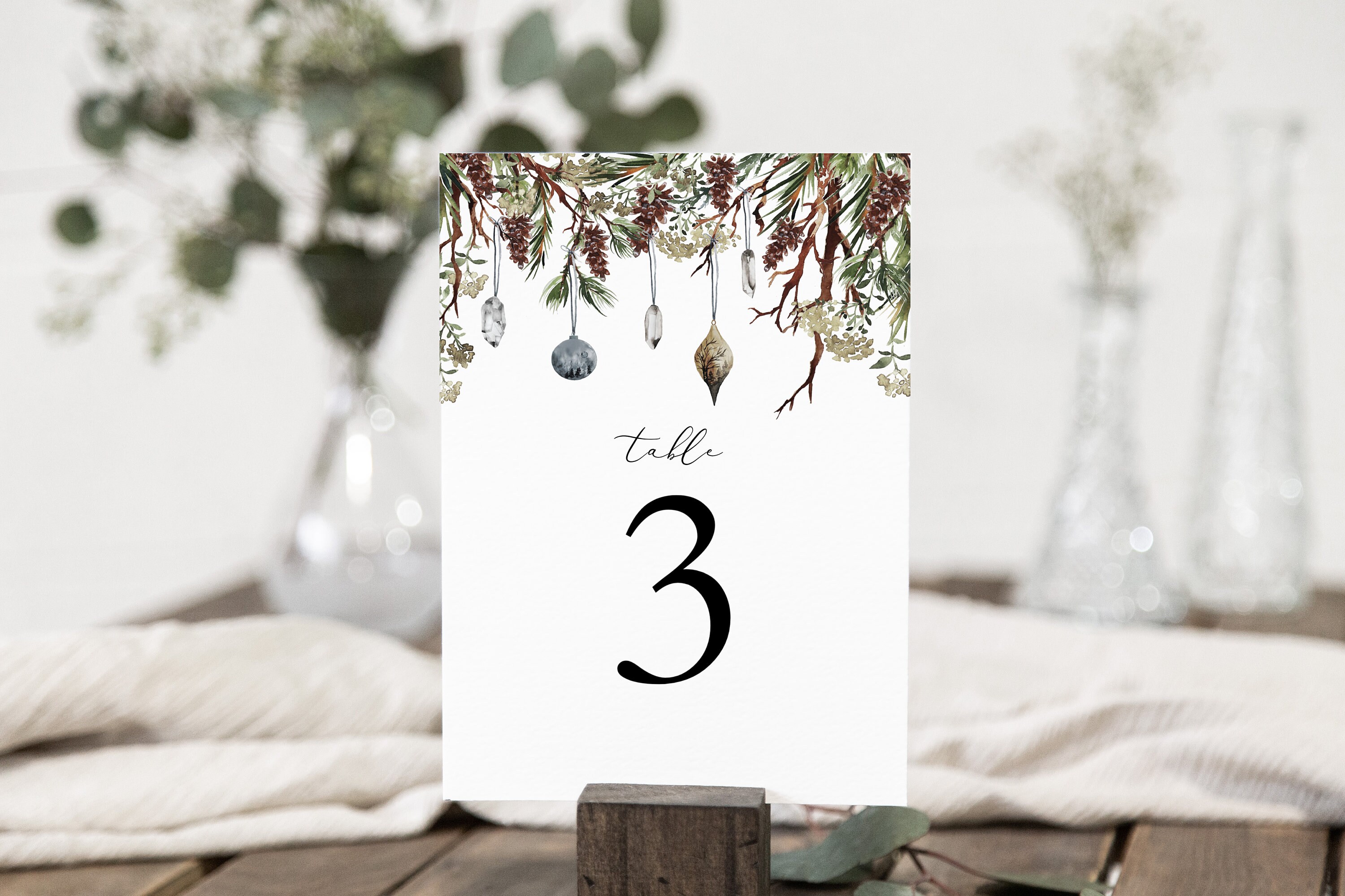 Christmas Table Numbers, Printable Table Numbers Template, Edit With ...