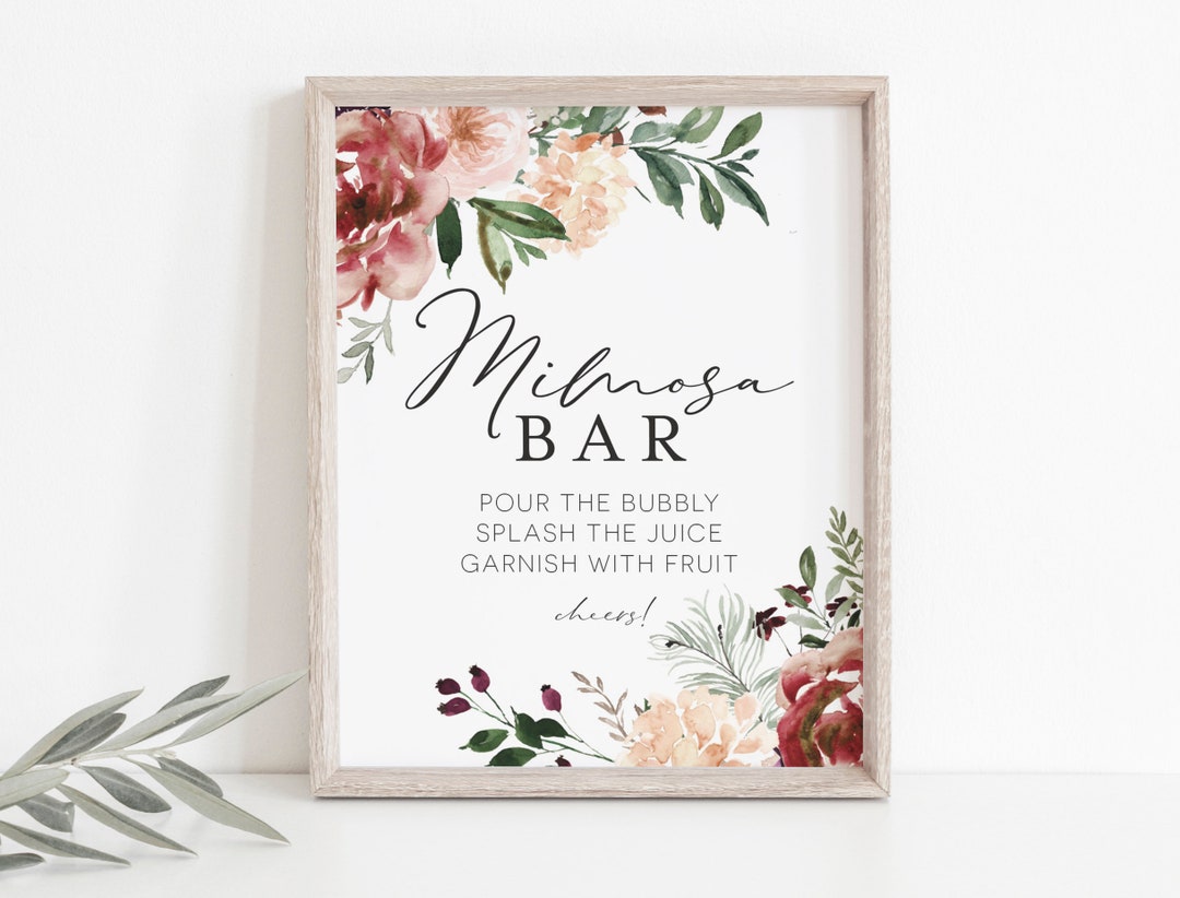 Mimosa Bar Sign Printable Fall Mimosa Bar Template Shower - Etsy
