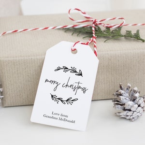 Rustic Christmas Gift Tag Template, Printable Christmas Tags, Script ...