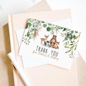 Woodland Thank You Card, Printable Thank You, Folded Thank You Note ...