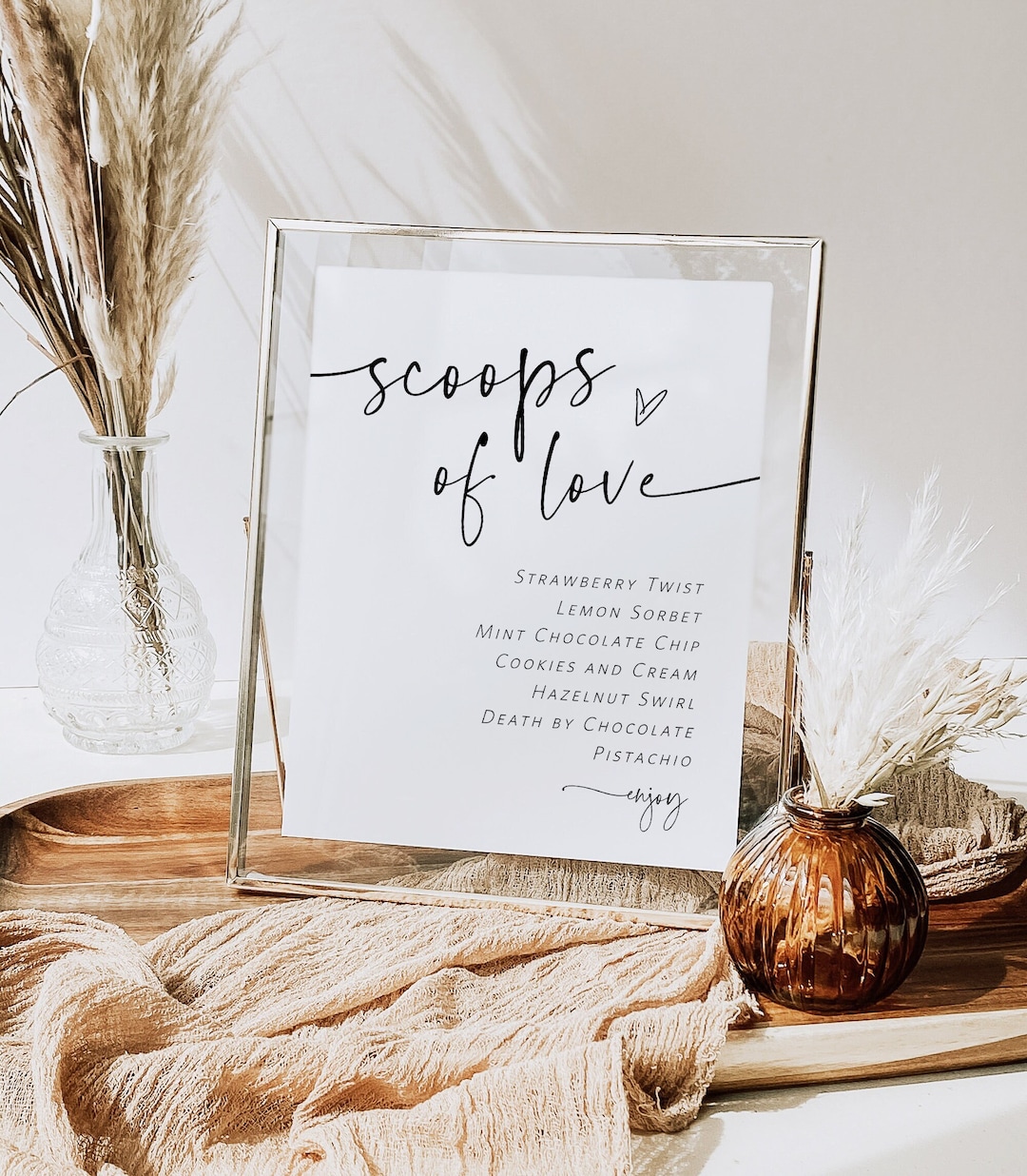 Scoops of Love Sign, Editable Ice-cream Bar Sign, Modern Wedding Sign ...