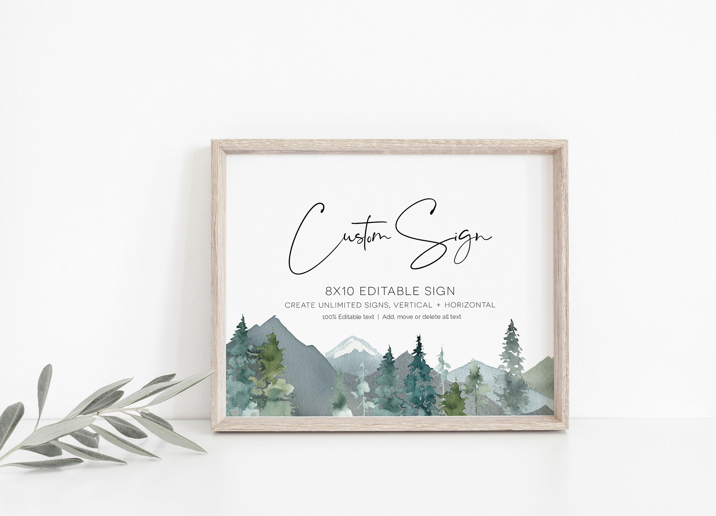Mountains Custom Sign portrait and Landscape Editable Sign - Etsy