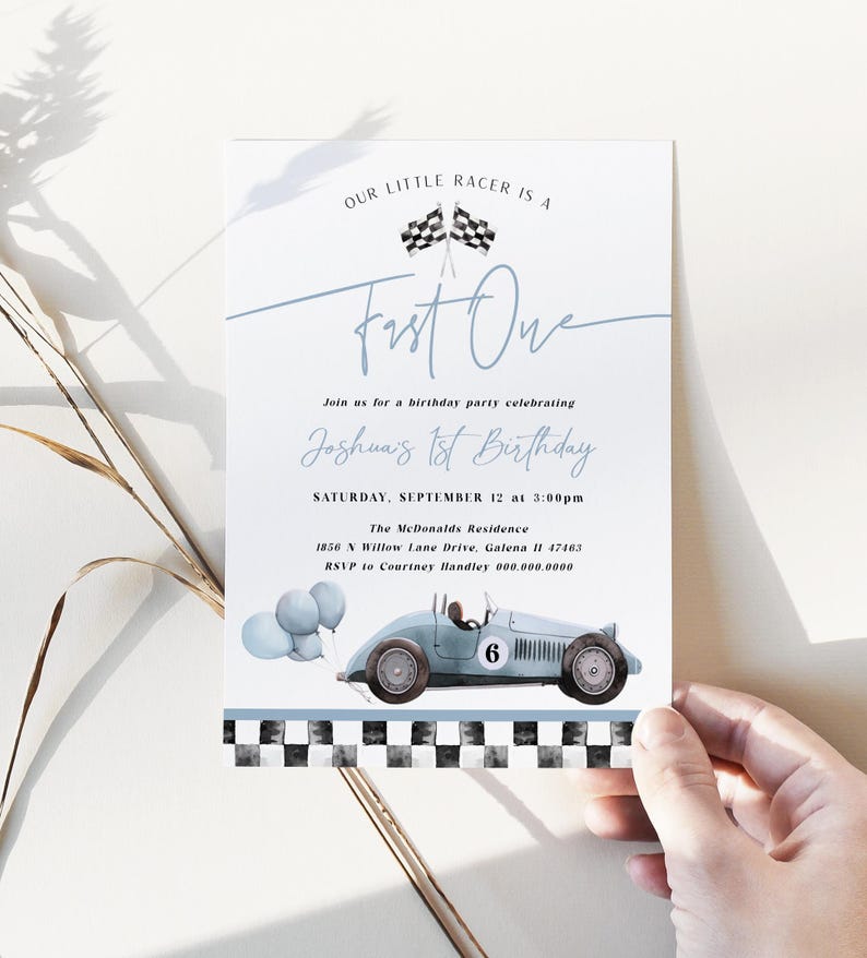 Racing Birthday Invitation, Race Car Theme Birthday Invitation Template ...