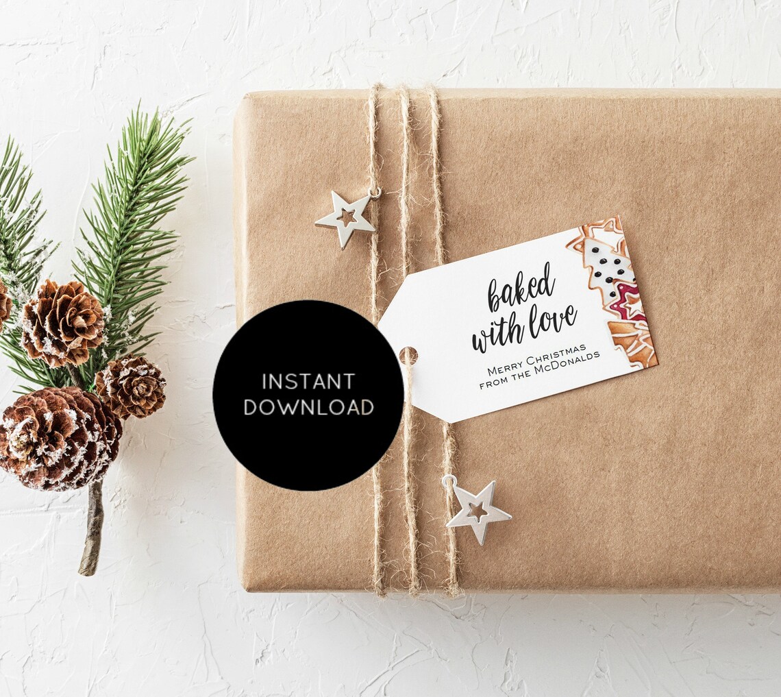 Christmas Cookies Tag Template, Printable Cookie Exchange Tags, Instant ...
