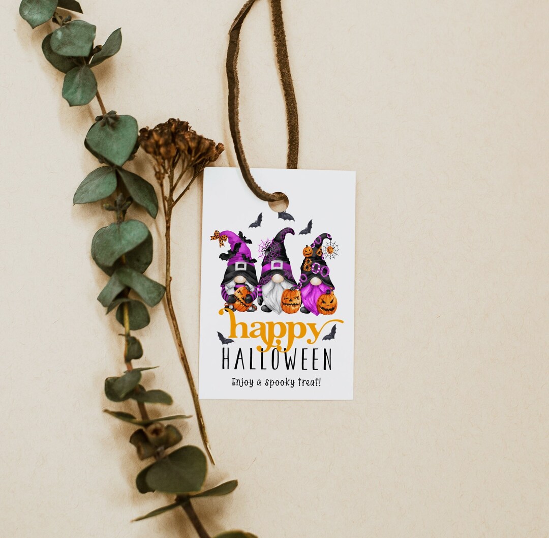 Halloween Favor Tag, Gnomes Trick or Treat Tag, Halloween Trick or ...