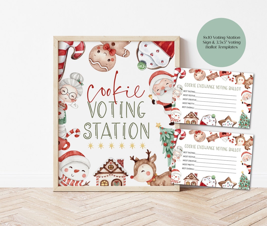 Christmas Cookies Voting Ballot & Sign, Editable Voting Card Template ...
