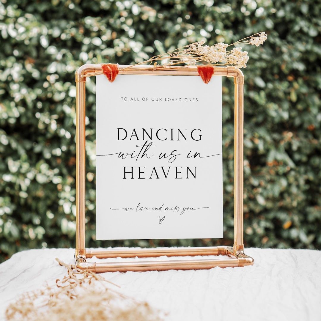 Wedding Memorial Sign, Dancing With Us in Heaven, Memory Table Sign, in ...