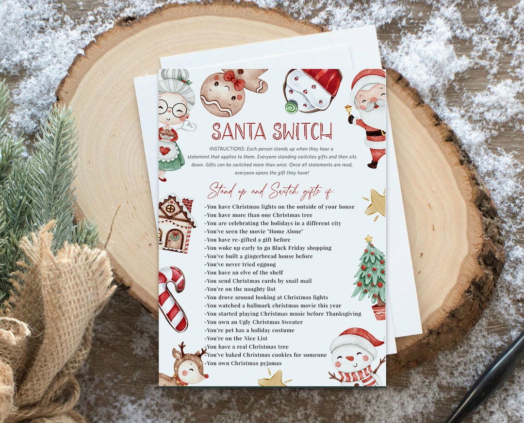 Santa Switch Gift Exchange Game, Secret Santa Game, Santa Switch Game ...