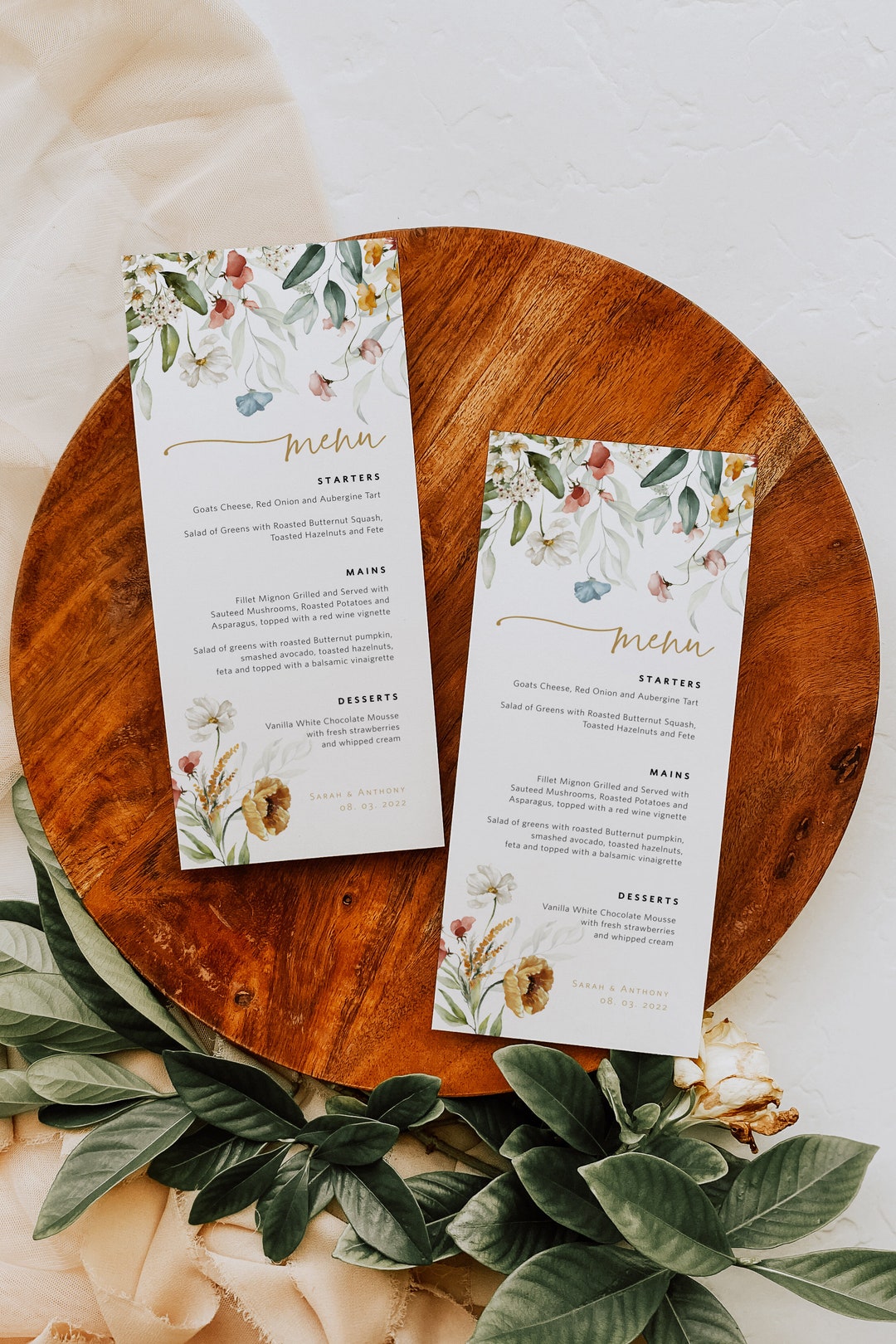Wildflower Menu Card, Floral Menu Template, Wedding Menu, Instant ...