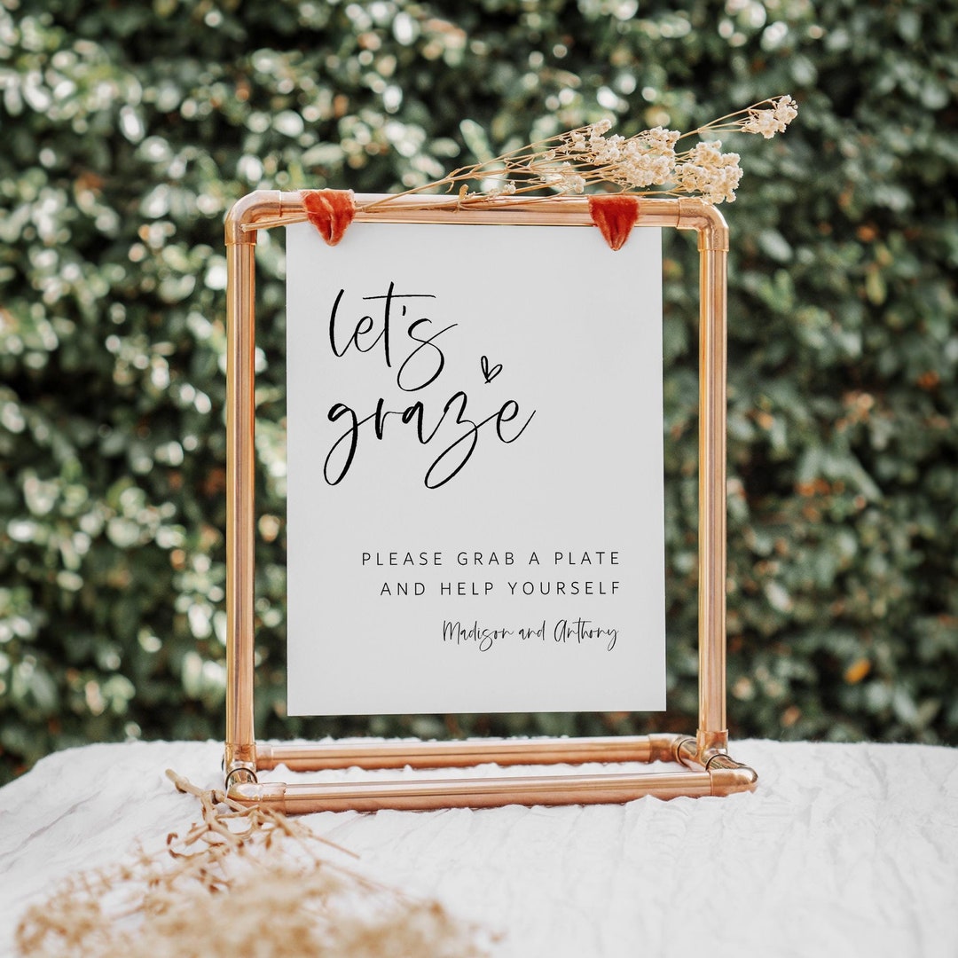 Let's Graze Sign, Modern Grazing Table Sign, Wedding Food Template ...