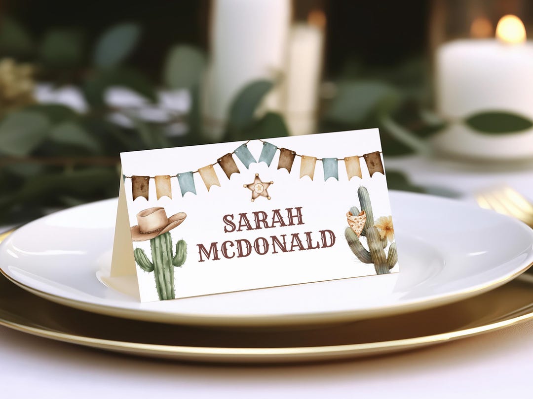 Little Cowboy Place Card Printable, Wild West Placecard Template ...