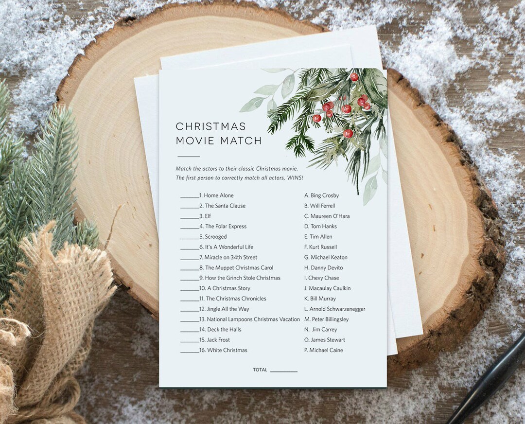 Christmas Matching Game Movies Edition, Christmas Movies Game, Holiday ...