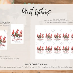 Christmas Gnomes Tag, Holiday Gnomes Gift Tag, Christmas Tag Template ...