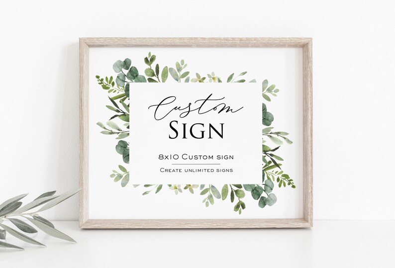 Greenery Custom Sign, (portrait and Landscape), Editable Sign Template ...