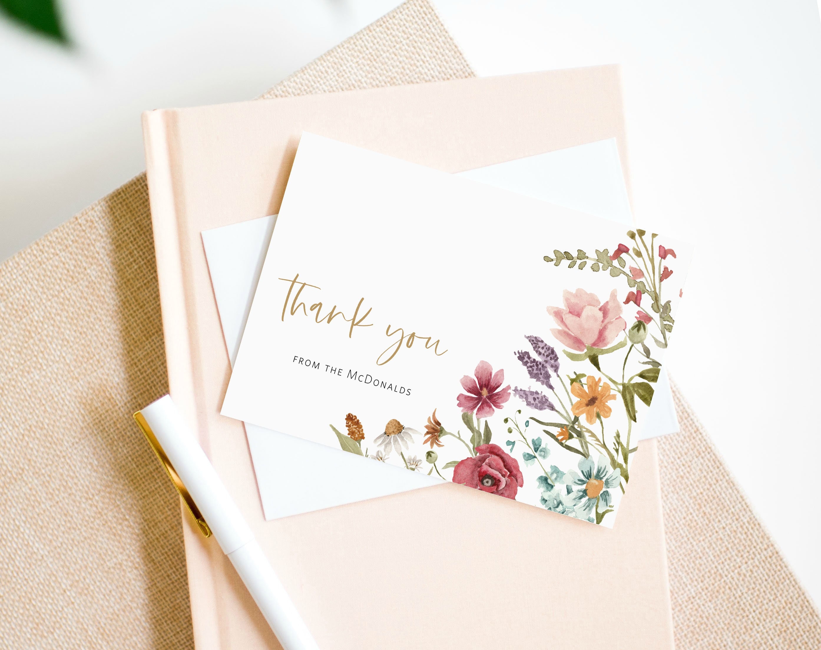 Wildflower Thank You Card Template Thank You Card Printable - Etsy