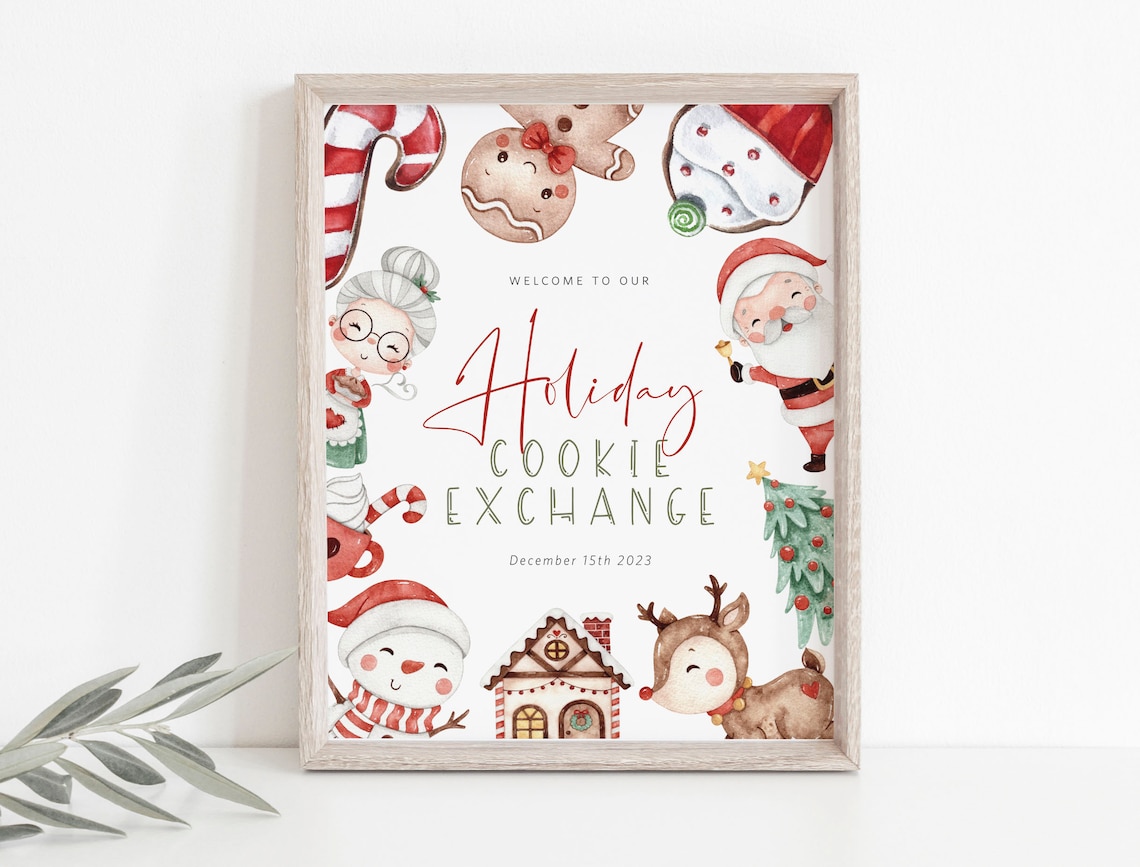 Christmas Welcome Sign Cookie Exchange Sign Printable - Etsy