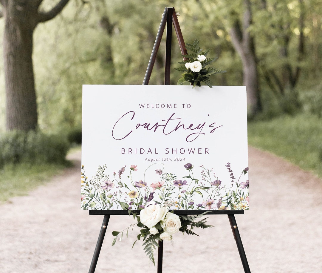 Wildflower Welcome Sign Poster, Shower Welcome Sign, Floral Welcome ...