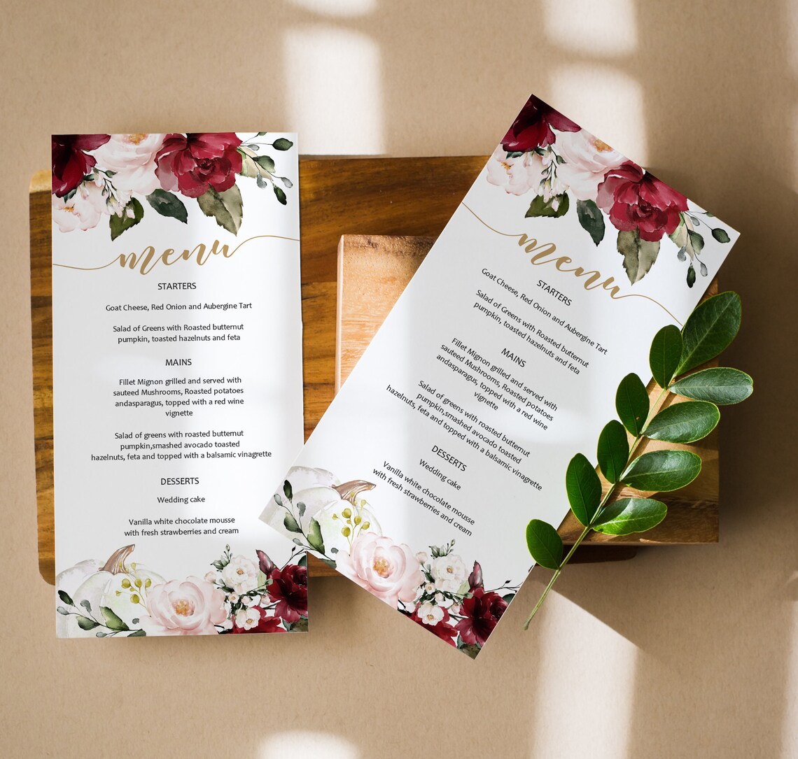 Pumpkin Menu Card, Fall Burgundy Menu Template, Pumpkin Menu, Printable ...