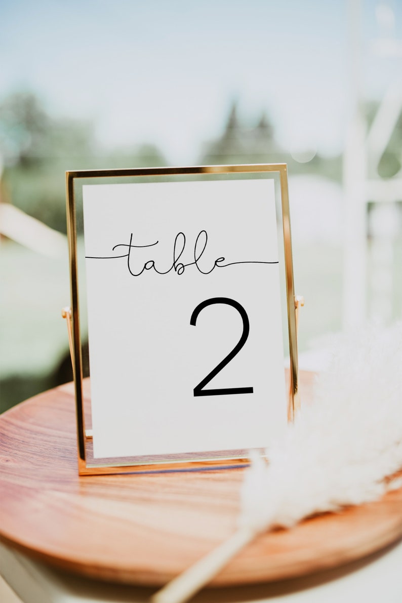 Script Wedding Table Numbers Printable Table Numbers | Etsy