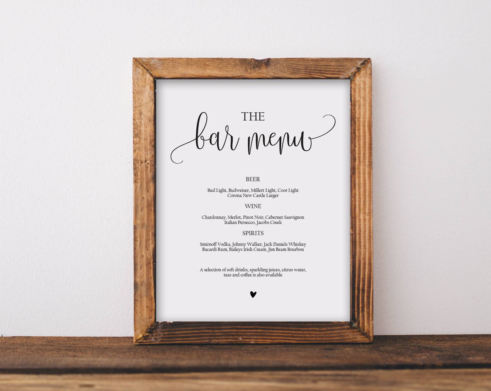 Bar Menu Sign Template Wedding Bar Sign Printable Bar Menu - Etsy Canada