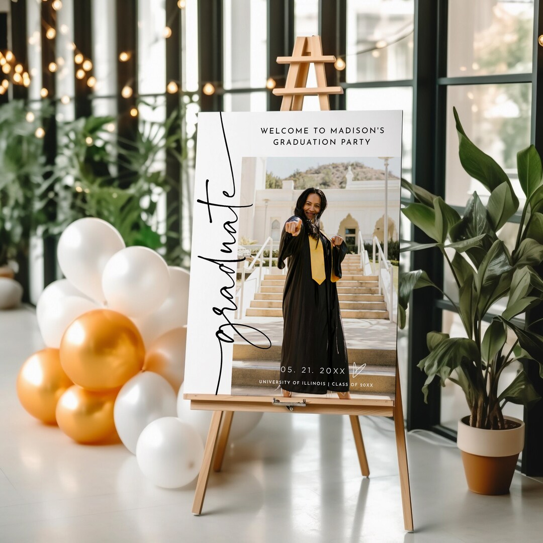 Graduation Welcome Sign, Photo Graduation Poster, Minimalist, College ...