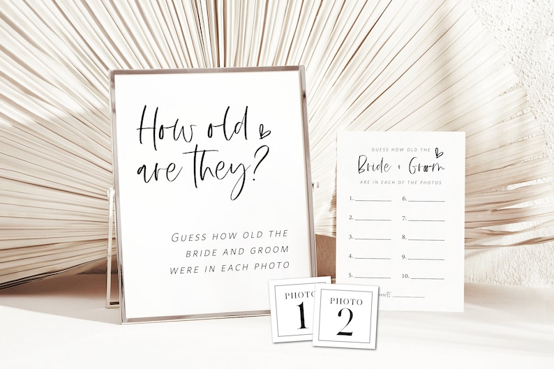 How Old Were the Bride and Groom Game, Guess How Old Game, Minimalist ...