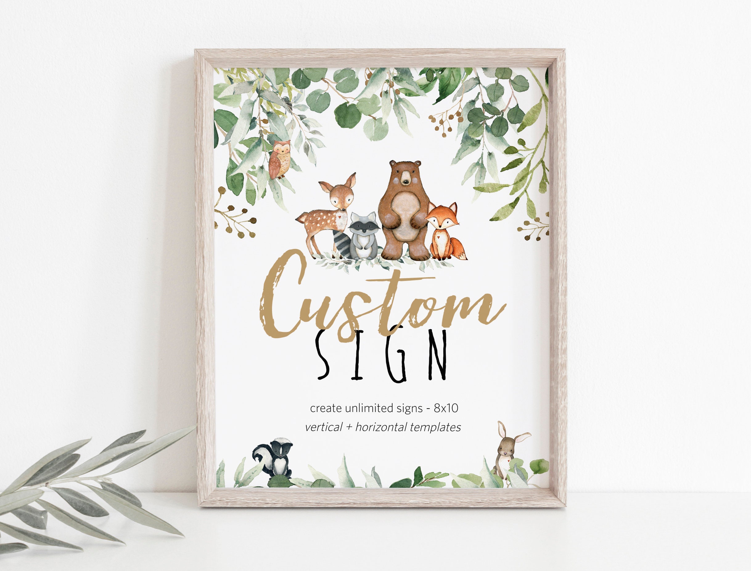 Woodland Custom Sign, (portrait and Landscape), Woodland Editable Sign ...