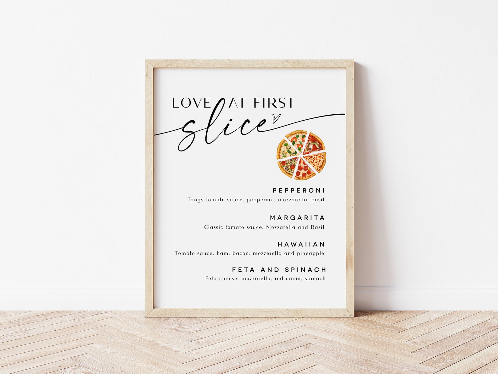 Love at First Slice Pizza Sign, Pizza Bar Sign, Editable Pizza Menu ...