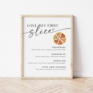 Love at First Slice Pizza Sign, Pizza Bar Sign, Editable Pizza Menu ...