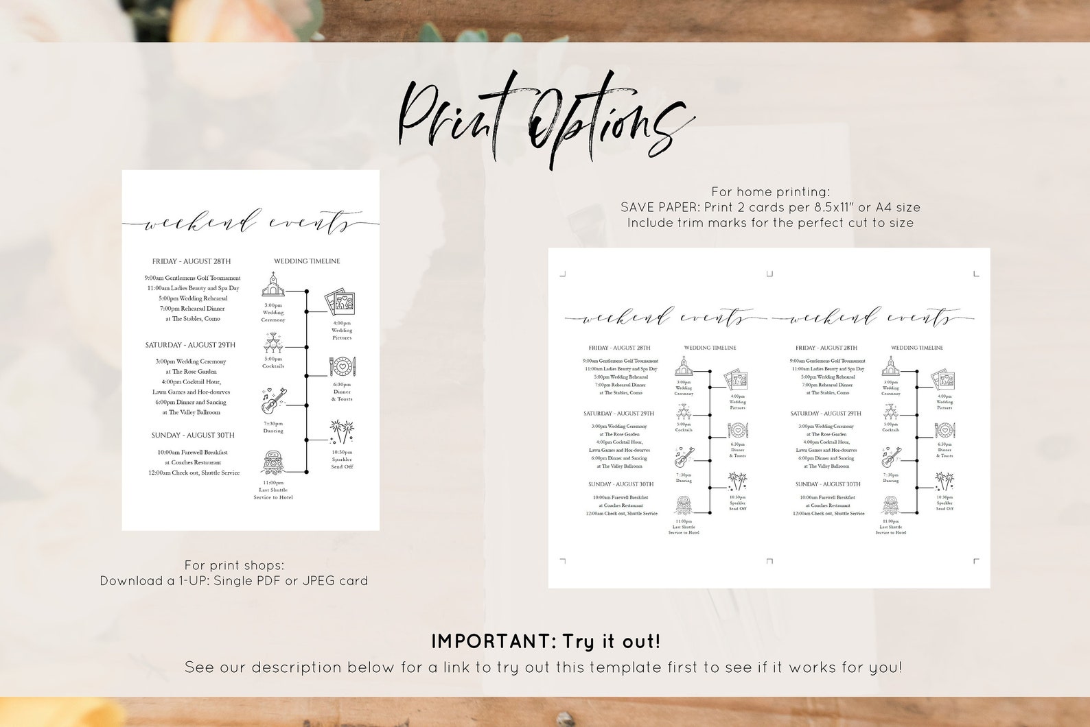Welcome Letter & Timeline Card Script Wedding Order of - Etsy