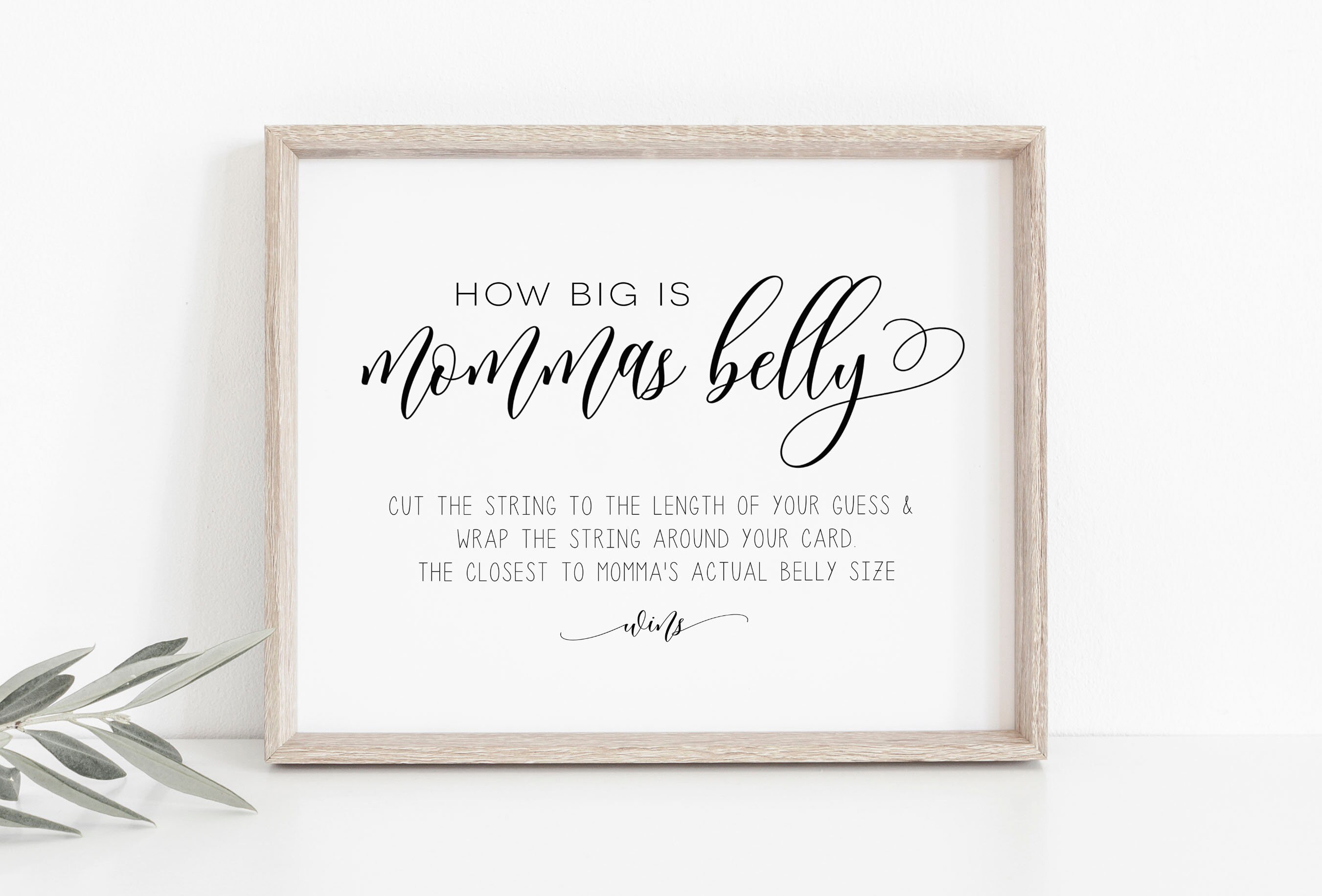 How Big is Momma's Belly Game Baby Shower Sign Template | Etsy