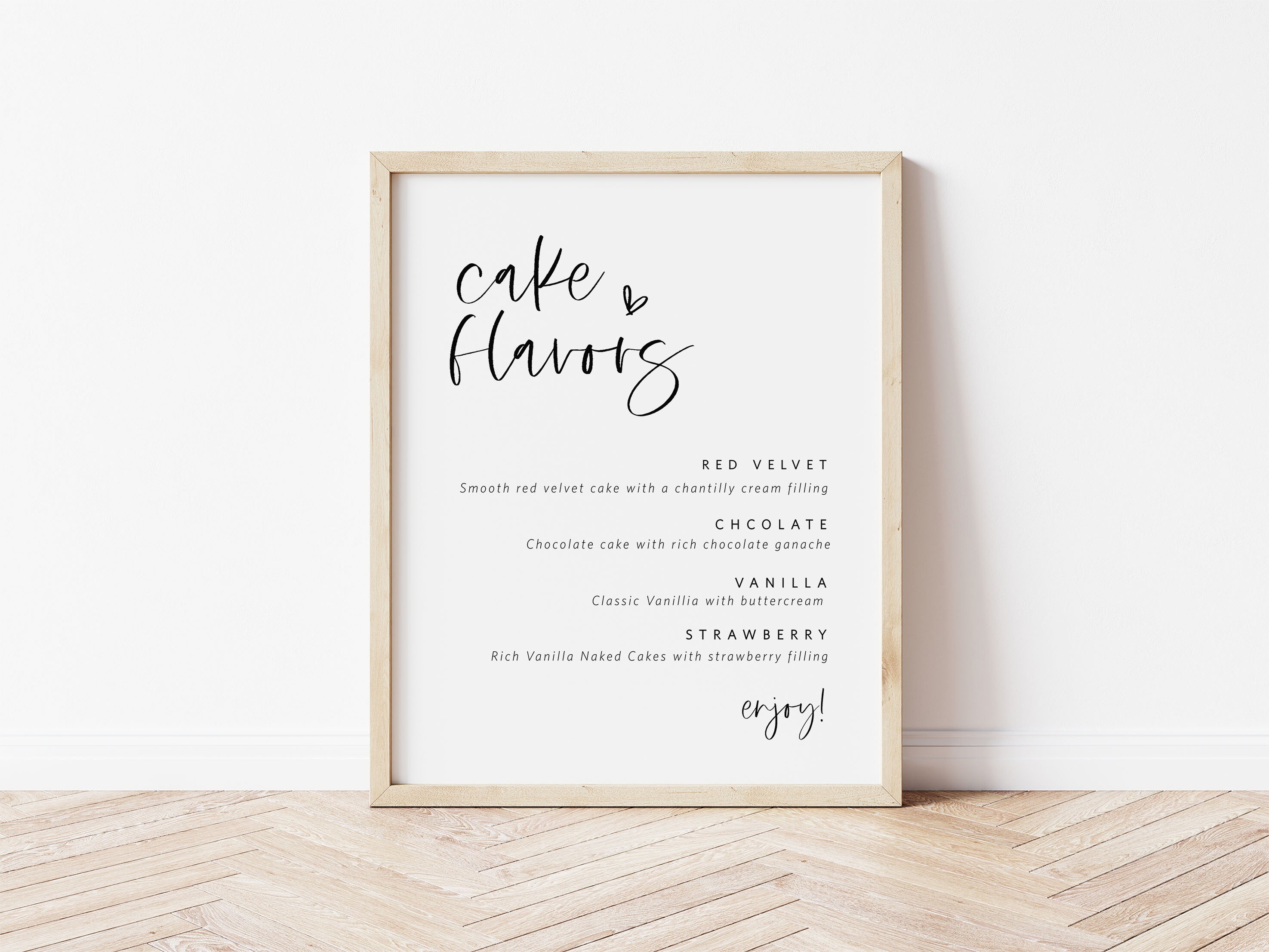 Cake Flavors Sign Printable Caliigraphy Desserts Sign | Etsy