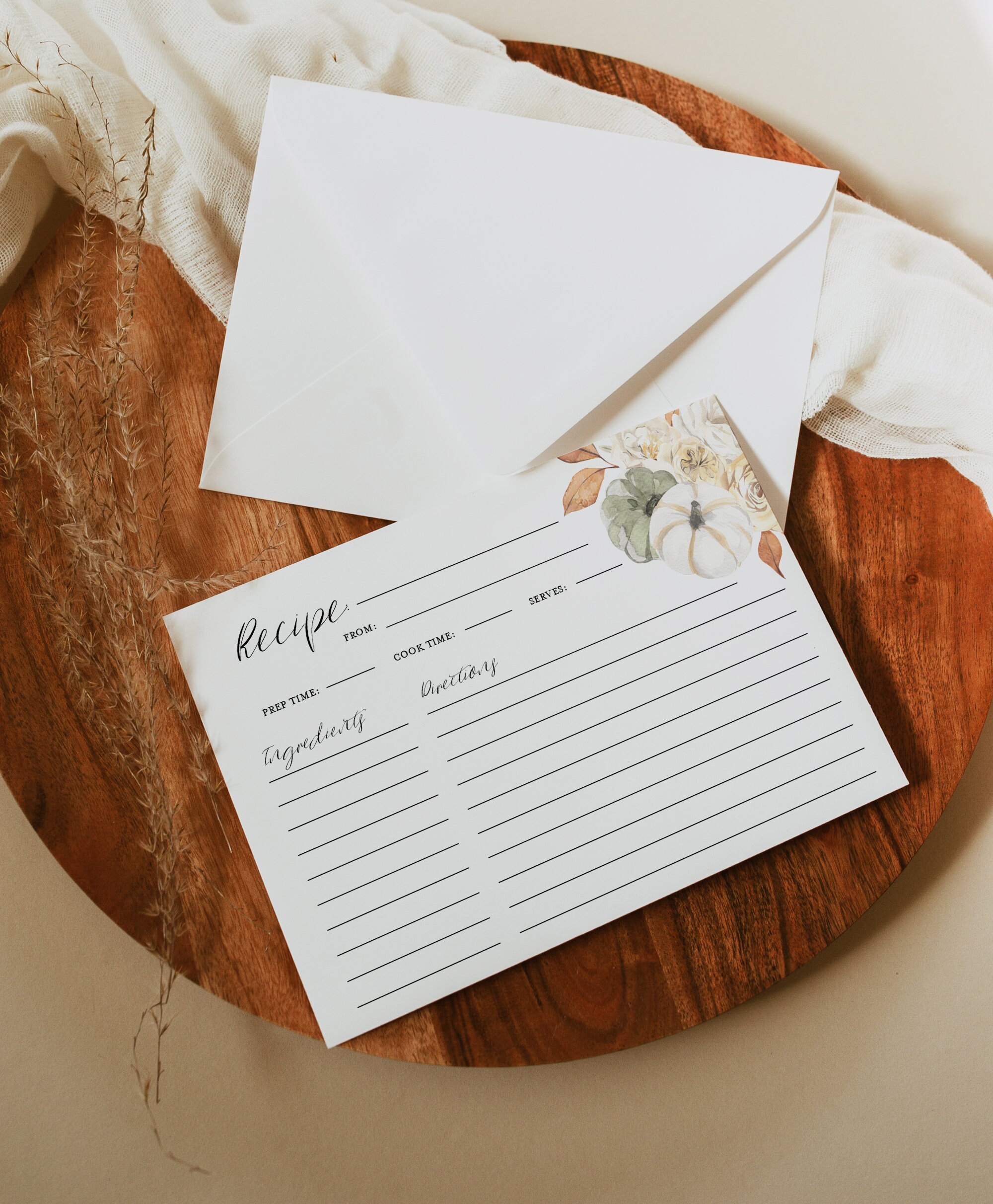 Pumpkin Recipe Card Printable Recipe Card Thanksgiving | Etsy