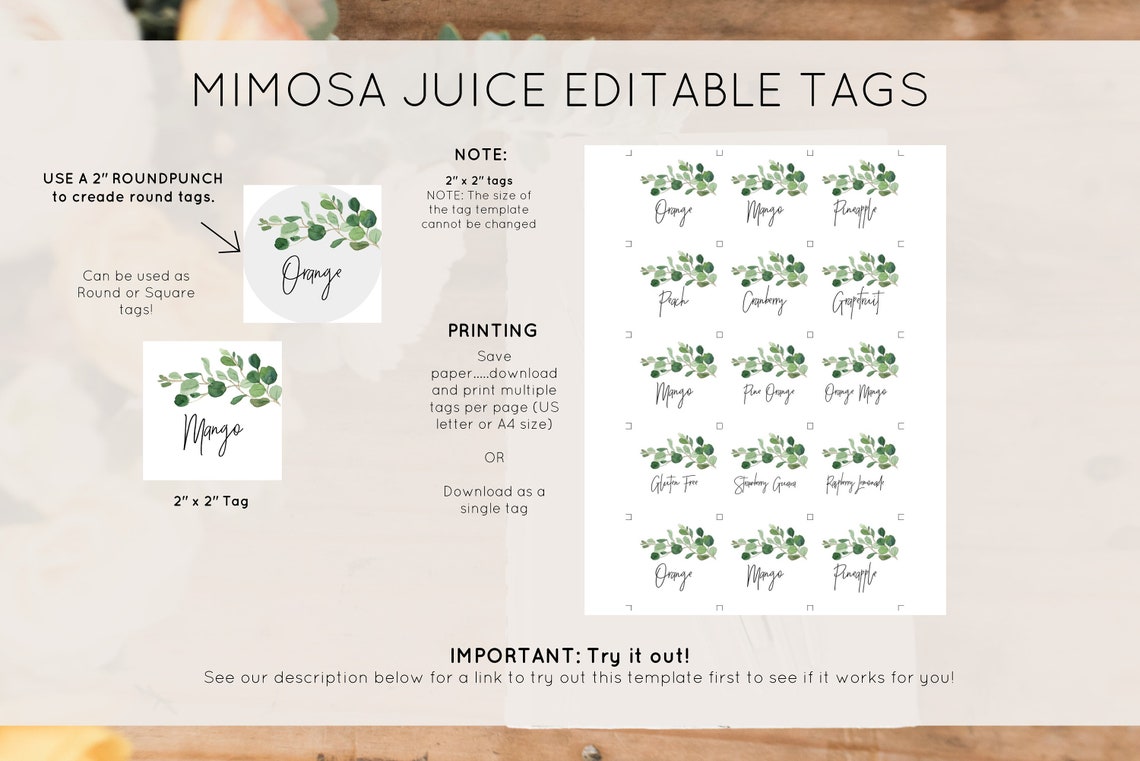 Lemon Mimosa Bar Sign and Juice Tags Set, Mimosa Bar Tags, Printable ...