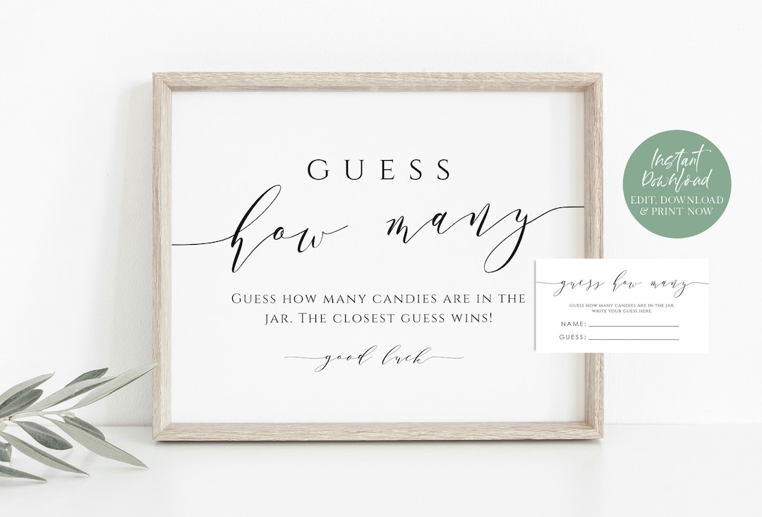 Candy Guessing Game, Guess How Many Candies, Baby Shower Game, Script ...