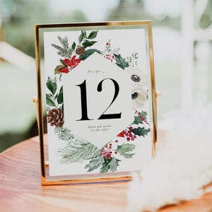 Christmas Printable Table Numbers, Holiday Table Numbers, 5x7 & 4x6 ...